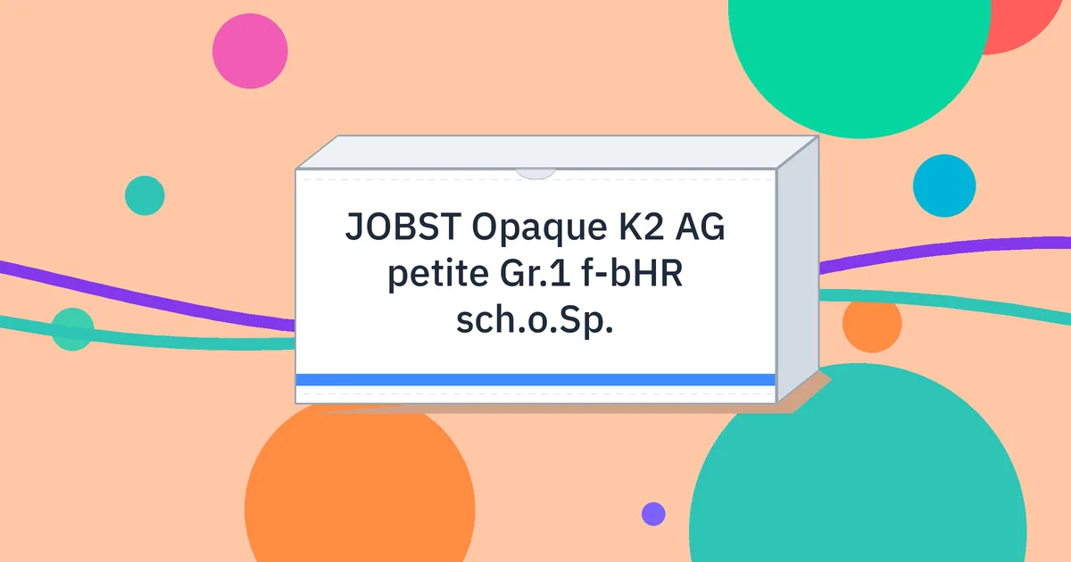 Symbolbild: Packung mit der Aufschrift JOBST Opaque K2 AG petite Gr.1 f-bHR sch.o.Sp. (PZN 11256317) – Verfügbarkeit und Bezug in Apotheken in Frankfurt am Main