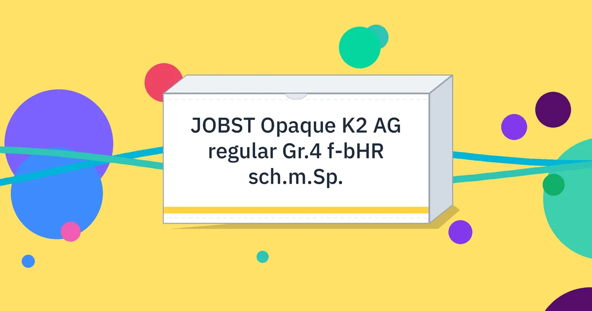 Symbolbild: Packung mit der Aufschrift JOBST Opaque K2 AG regular Gr.4 f-bHR sch.m.Sp. (PZN 10723277) – Verfügbarkeit und Bezug in Apotheken in Frankfurt am Main