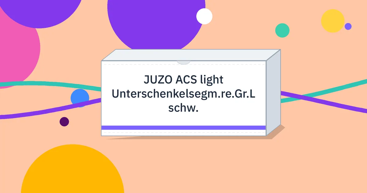Symbolbild: Packung mit der Aufschrift JUZO ACS light Unterschenkelsegm.re.Gr.L schw. (PZN 13575239) – Verfügbarkeit und Bezug in Apotheken in Frankfurt am Main