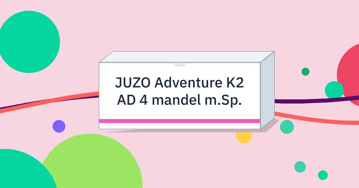 Symbolbild: Packung mit der Aufschrift JUZO Adventure K2 AD 4 mandel m.Sp. (PZN 14973002) – Verfügbarkeit und Bezug in Apotheken in Frankfurt am Main
