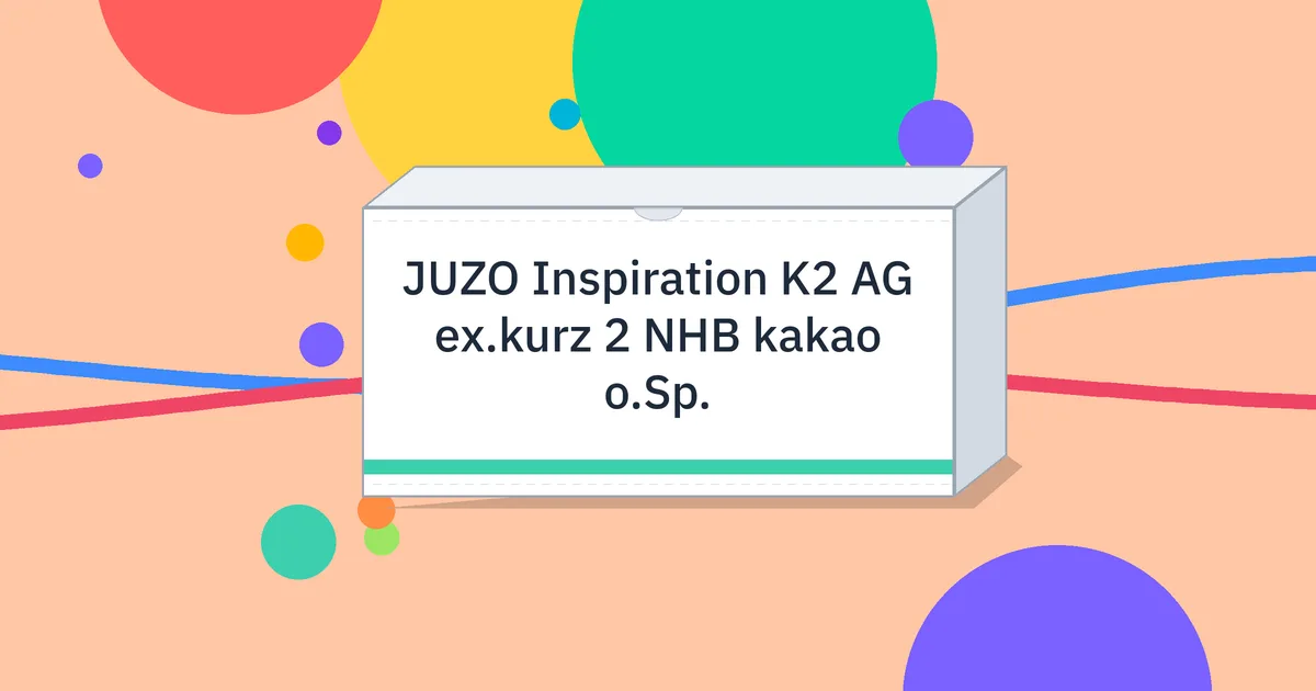Symbolbild: Packung mit der Aufschrift JUZO Inspiration K2 AG ex.kurz 2 NHB kakao o.Sp. (PZN 14924274) – Verfügbarkeit und Bezug in Apotheken in Frankfurt am Main
