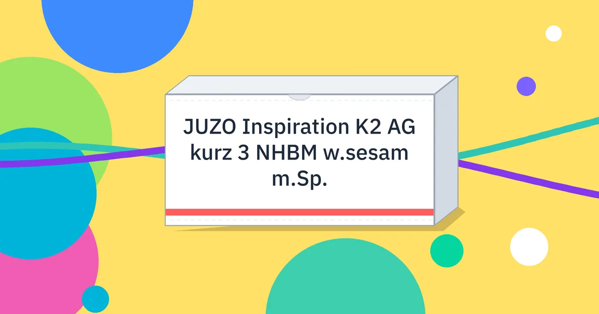 Symbolbild: Packung mit der Aufschrift JUZO Inspiration K2 AG kurz 3 NHBM w.sesam m.Sp. (PZN 14921927) – Verfügbarkeit und Bezug in Apotheken in Frankfurt am Main