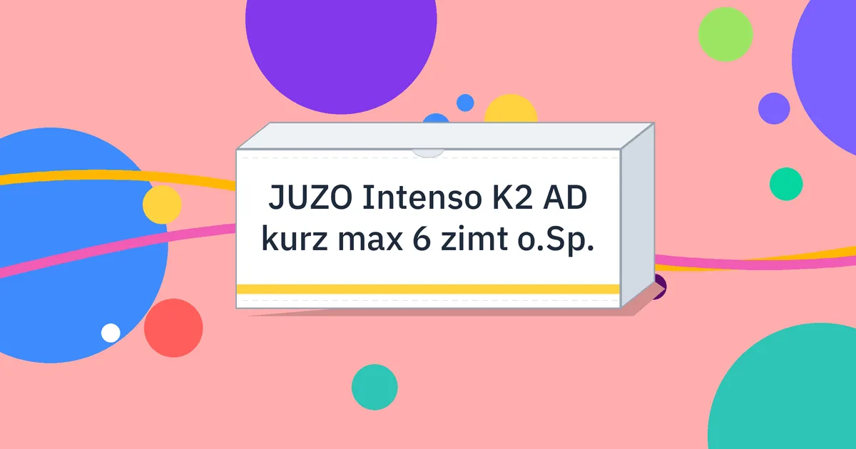Symbolbild: Packung mit der Aufschrift JUZO Intenso K2 AD kurz max 6 zimt o.Sp. (PZN 18619148) – Verfügbarkeit und Bezug in Apotheken in Frankfurt am Main