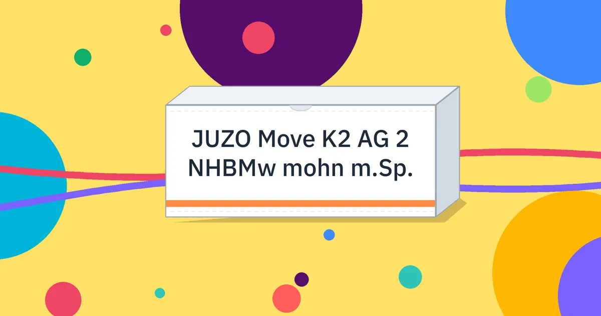 Symbolbild: Packung mit der Aufschrift JUZO Move K2 AG 2 NHBMw mohn m.Sp. (PZN 18555170) – Verfügbarkeit und Bezug in Apotheken in Frankfurt am Main