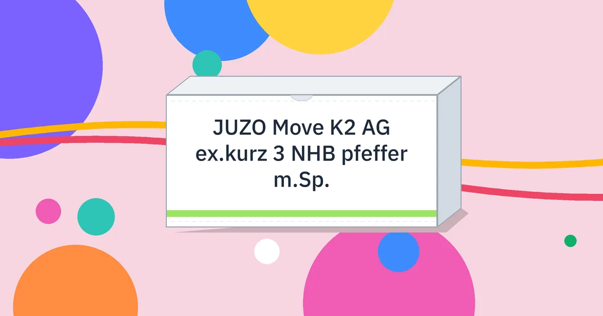 Symbolbild: Packung mit der Aufschrift JUZO Move K2 AG ex.kurz 3 NHB pfeffer m.Sp. (PZN 16637248) – Verfügbarkeit und Bezug in Apotheken in Frankfurt am Main