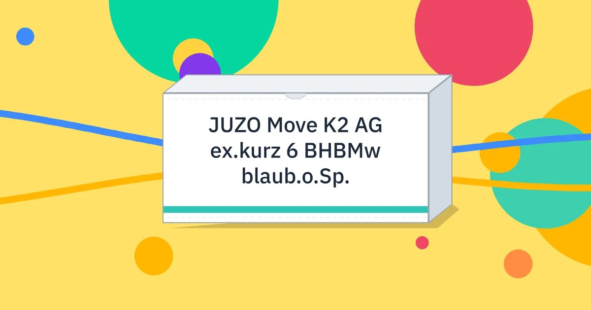 Symbolbild: Packung mit der Aufschrift JUZO Move K2 AG ex.kurz 6 BHBMw blaub.o.Sp. (PZN 18566340) – Verfügbarkeit und Bezug in Apotheken in Frankfurt am Main