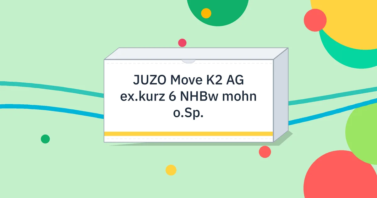 Symbolbild: Packung mit der Aufschrift JUZO Move K2 AG ex.kurz 6 NHBw mohn o.Sp. (PZN 18564660) – Verfügbarkeit und Bezug in Apotheken in Frankfurt am Main