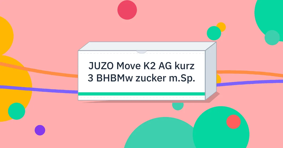 Symbolbild: Packung mit der Aufschrift JUZO Move K2 AG kurz 3 BHBMw zucker m.Sp. (PZN 18528747) – Verfügbarkeit und Bezug in Apotheken in Frankfurt am Main