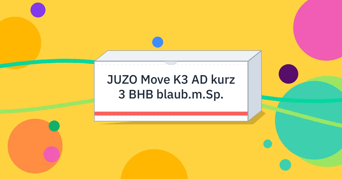 Symbolbild: Packung mit der Aufschrift JUZO Move K3 AD kurz 3 BHB blaub.m.Sp. (PZN 18572240) – Verfügbarkeit und Bezug in Apotheken in Frankfurt am Main