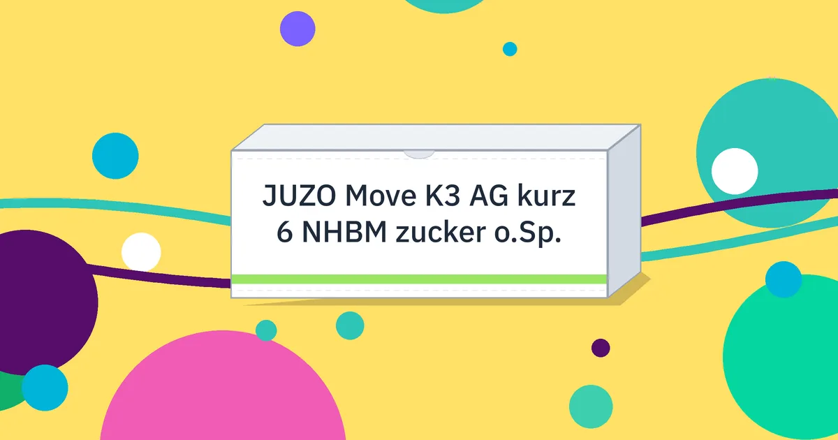 Symbolbild: Packung mit der Aufschrift JUZO Move K3 AG kurz 6 NHBM zucker o.Sp. (PZN 18580647) – Verfügbarkeit und Bezug in Apotheken in Frankfurt am Main