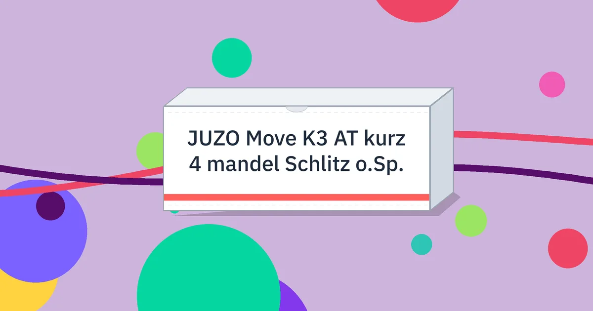 Symbolbild: Packung mit der Aufschrift JUZO Move K3 AT kurz 4 mandel Schlitz o.Sp. (PZN 20685856) – Verfügbarkeit und Bezug in Apotheken in Frankfurt am Main
