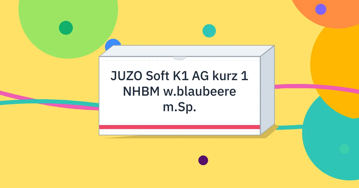 Symbolbild: Packung mit der Aufschrift JUZO Soft K1 AG kurz 1 NHBM w.blaubeere m.Sp. (PZN 15015852) – Verfügbarkeit und Bezug in Apotheken in Frankfurt am Main