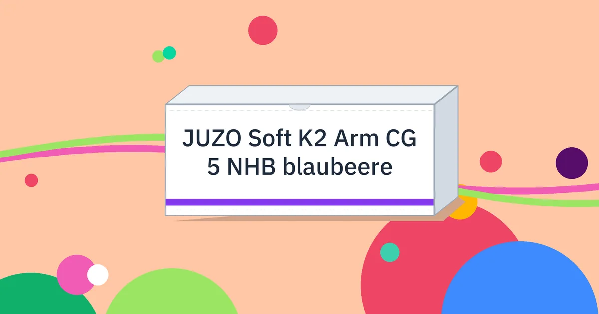 Symbolbild: Packung mit der Aufschrift JUZO Soft K2 Arm CG 5 NHB blaubeere (PZN 15510994) – Verfügbarkeit und Bezug in Apotheken in Frankfurt am Main