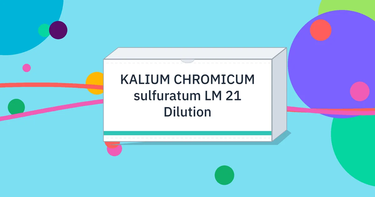 Symbolbild: Packung mit der Aufschrift KALIUM CHROMICUM sulfuratum LM 21 Dilution (PZN 12919760) – Verfügbarkeit und Bezug in Apotheken in Frankfurt am Main