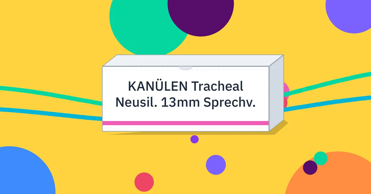 Symbolbild: Packung mit der Aufschrift KANÜLEN Tracheal Neusil. 13mm Sprechv. (PZN 01965811) – Verfügbarkeit und Bezug in Apotheken in Frankfurt am Main