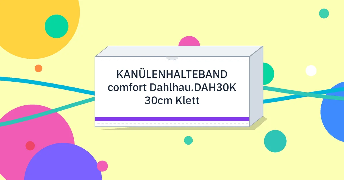Symbolbild: Packung mit der Aufschrift KANÜLENHALTEBAND comfort Dahlhau.DAH30K 30cm Klett (PZN 08883536) – Verfügbarkeit und Bezug in Apotheken in Frankfurt am Main