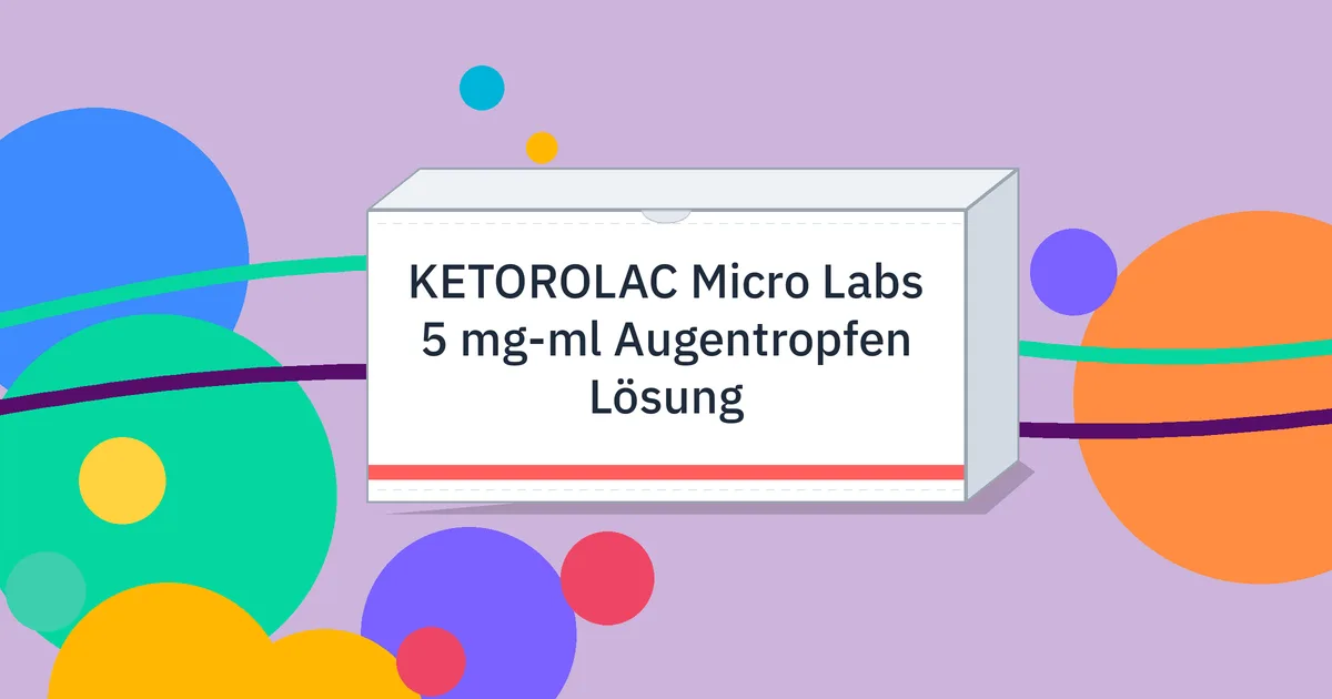 Symbolbild: Packung mit der Aufschrift KETOROLAC Micro Labs 5 mg-ml Augentropfen Lösung (PZN 14175252) – Verfügbarkeit und Bezug in Apotheken in Frankfurt am Main