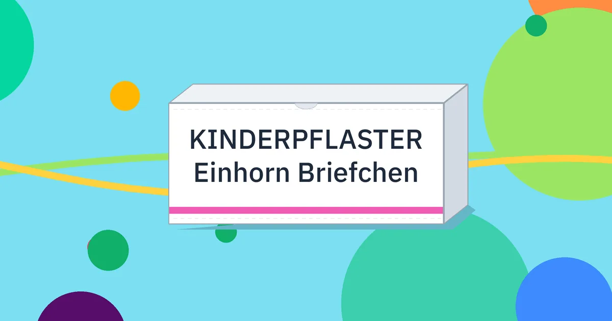 Symbolbild: Packung mit der Aufschrift KINDERPFLASTER Einhorn Briefchen (PZN 13514284) – Verfügbarkeit und Bezug in Apotheken in Frankfurt am Main