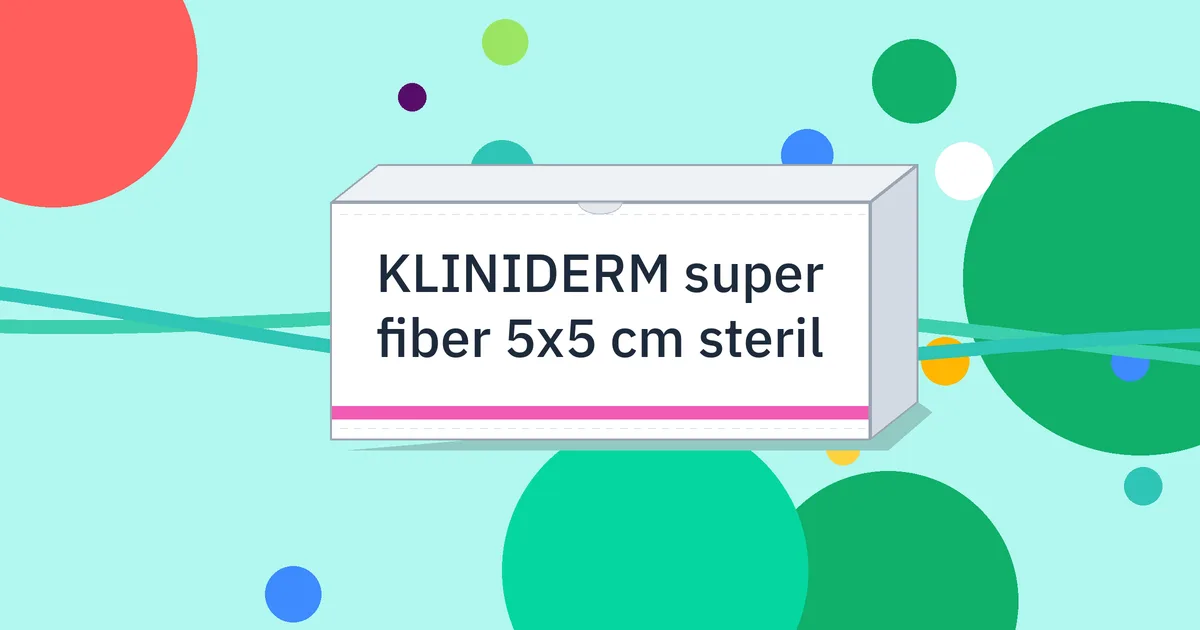 Symbolbild: Packung mit der Aufschrift KLINIDERM super fiber 5x5 cm steril (PZN 19860001) – Verfügbarkeit und Bezug in Apotheken in Frankfurt am Main