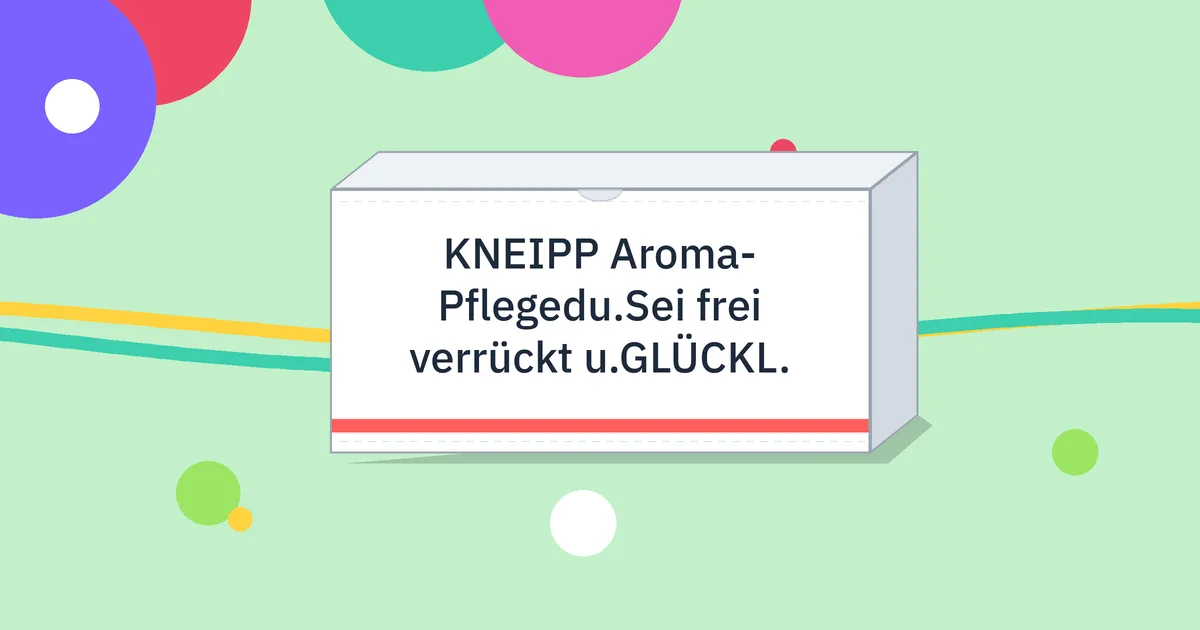 Symbolbild: Packung mit der Aufschrift KNEIPP Aroma-Pflegedu.Sei frei verrückt u.GLÜCKL. (PZN 17855800) – Verfügbarkeit und Bezug in Apotheken in Frankfurt am Main