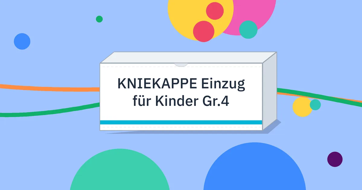 Symbolbild: Packung mit der Aufschrift KNIEKAPPE Einzug für Kinder Gr.4 (PZN 01738630) – Verfügbarkeit und Bezug in Apotheken in Frankfurt am Main