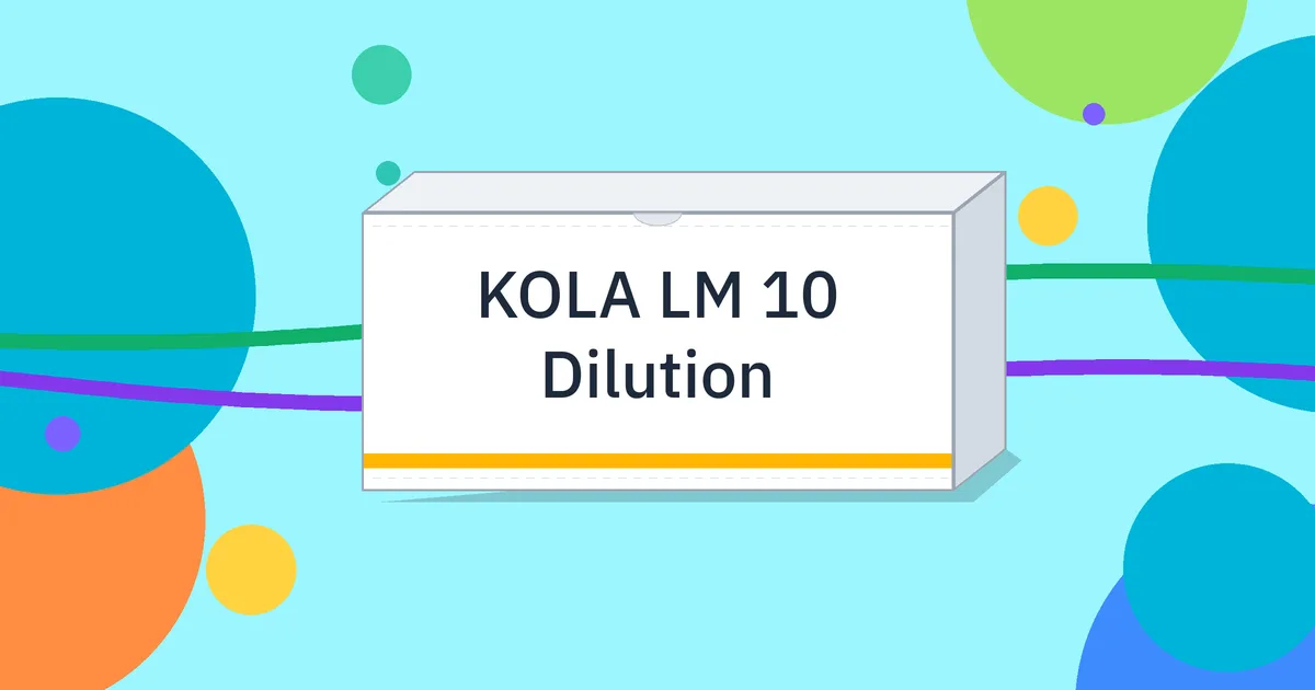 Symbolbild: Packung mit der Aufschrift KOLA LM 10 Dilution (PZN 13519413) – Verfügbarkeit und Bezug in Apotheken in Frankfurt am Main