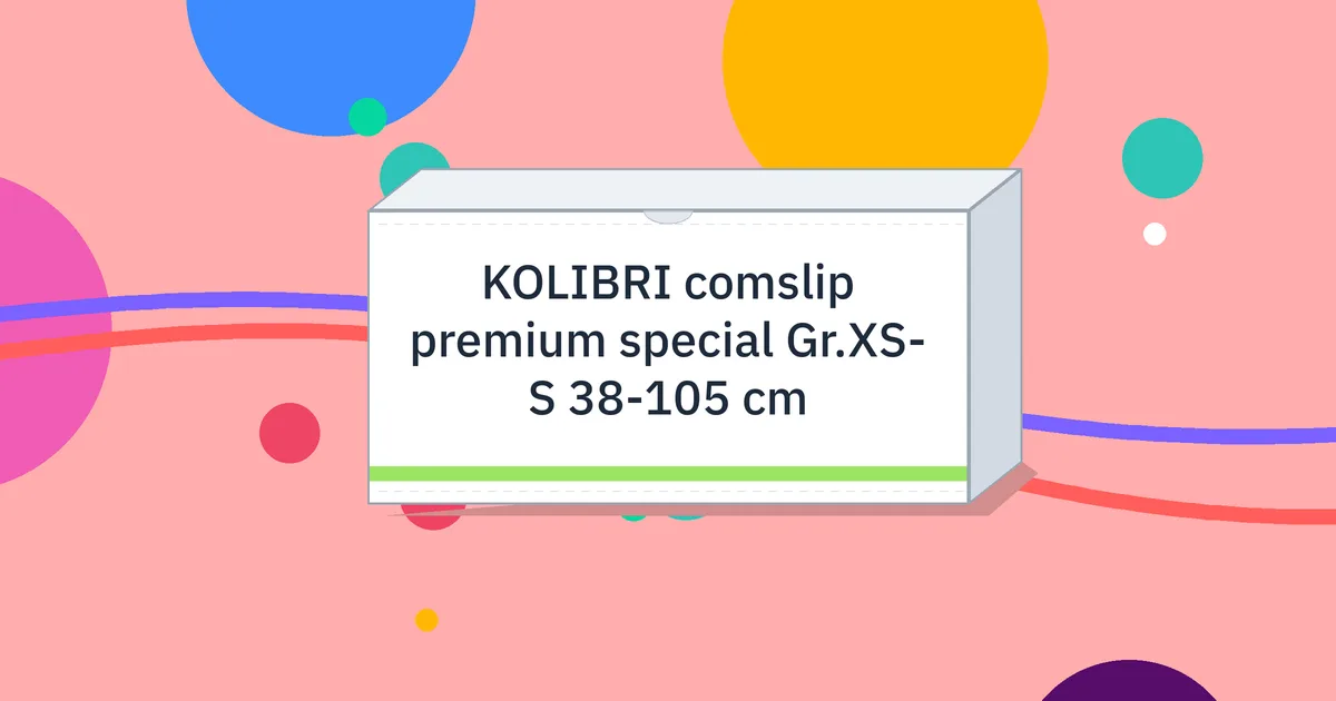Symbolbild: Packung mit der Aufschrift KOLIBRI comslip premium special Gr.XS-S 38-105 cm (PZN 15564843) – Verfügbarkeit und Bezug in Apotheken in Frankfurt am Main