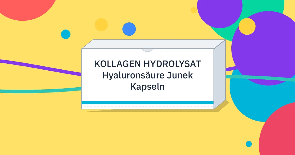 Symbolbild: Packung mit der Aufschrift KOLLAGEN HYDROLYSAT Hyaluronsäure Junek Kapseln (PZN 09325092) – Verfügbarkeit und Bezug in Apotheken in Frankfurt am Main