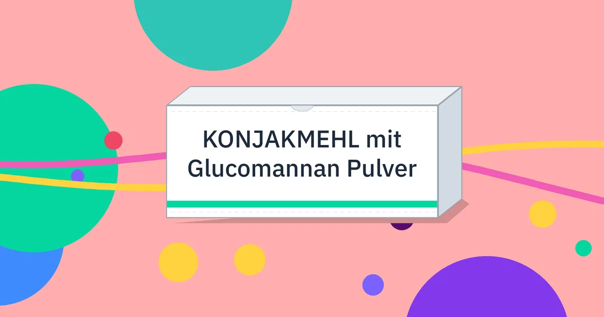 Symbolbild: Packung mit der Aufschrift KONJAKMEHL mit Glucomannan Pulver (PZN 11341448) – Verfügbarkeit und Bezug in Apotheken in Frankfurt am Main