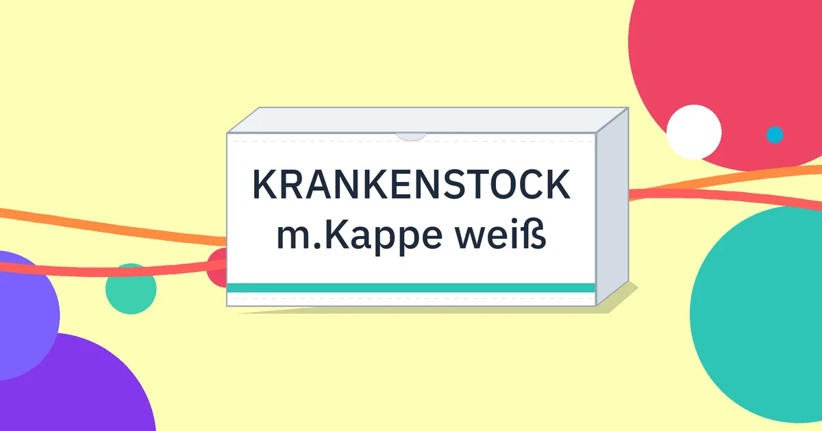 Symbolbild: Packung mit der Aufschrift KRANKENSTOCK m.Kappe weiß (PZN 01966271) – Verfügbarkeit und Bezug in Apotheken in Frankfurt am Main