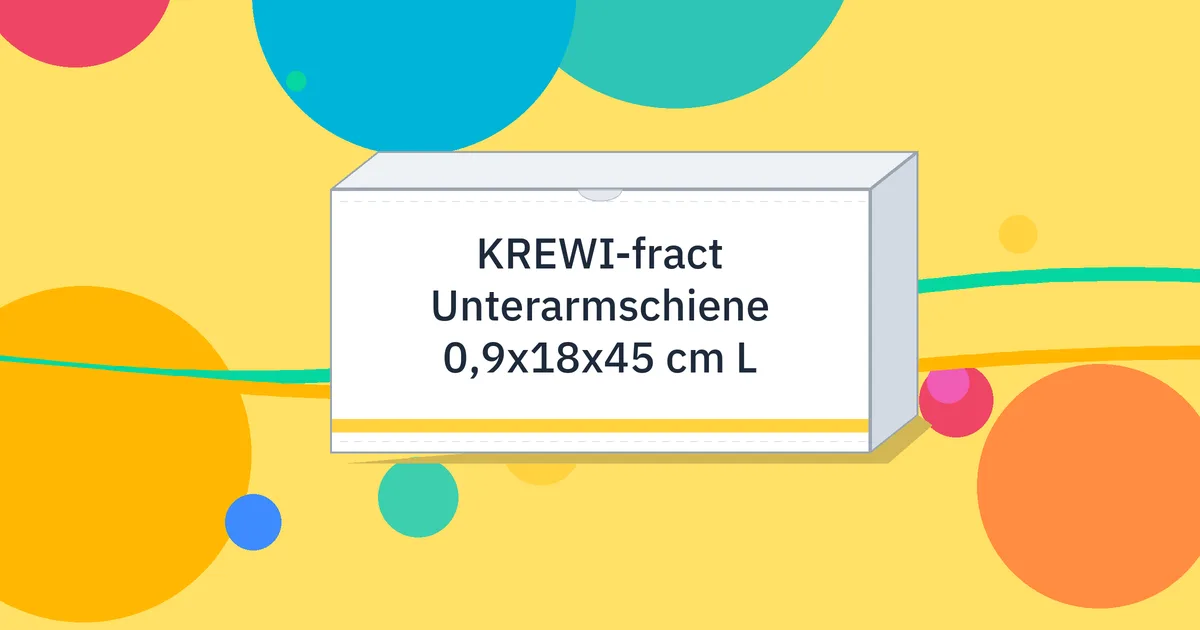 Symbolbild: Packung mit der Aufschrift KREWI-fract Unterarmschiene 0,9x18x45 cm L (PZN 17300611) – Verfügbarkeit und Bezug in Apotheken in Frankfurt am Main
