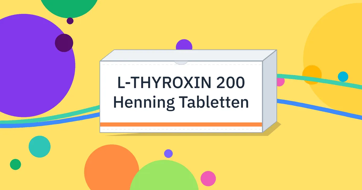 Symbolbild: Packung mit der Aufschrift L-THYROXIN 200 Henning Tabletten (PZN 02532853) – Verfügbarkeit und Bezug in Apotheken in Frankfurt am Main
