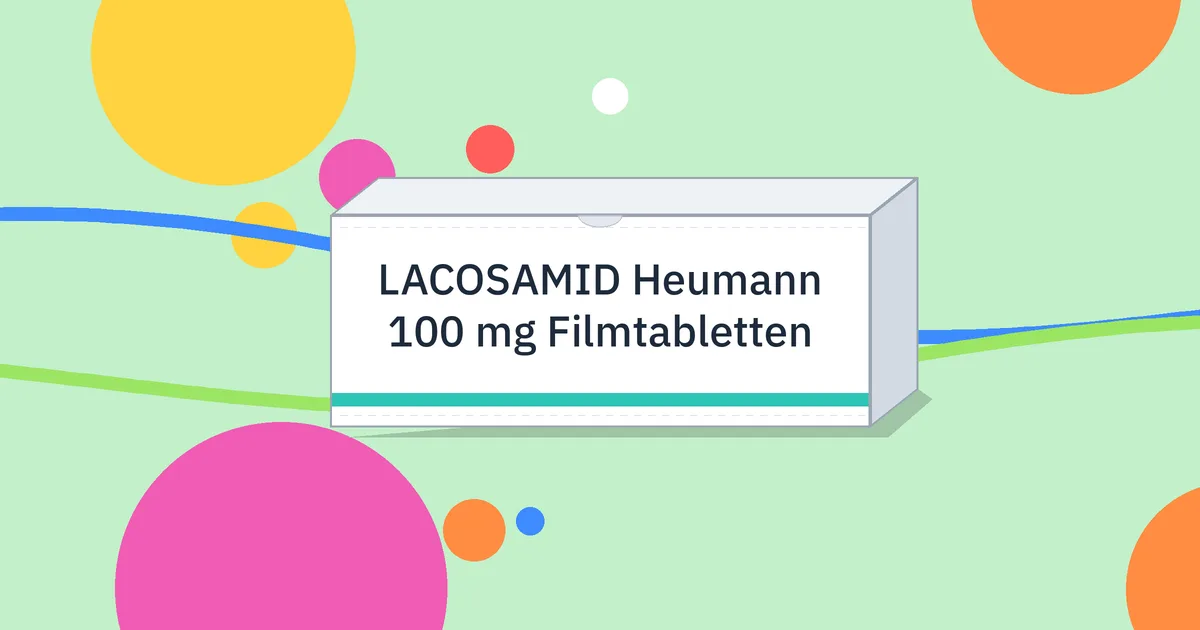 Symbolbild: Packung mit der Aufschrift LACOSAMID Heumann 100 mg Filmtabletten (PZN 16358212) – Verfügbarkeit und Bezug in Apotheken in Frankfurt am Main