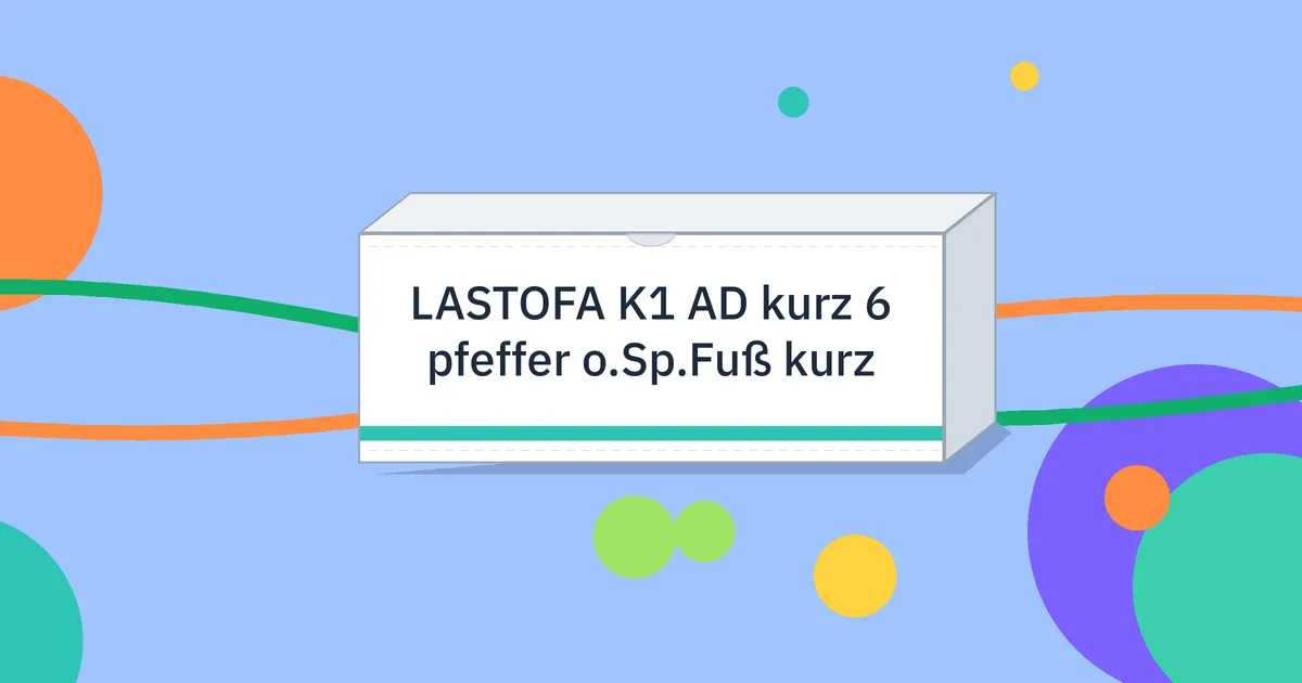Symbolbild: Packung mit der Aufschrift LASTOFA K1 AD kurz 6 pfeffer o.Sp.Fuß kurz (PZN 13788372) – Verfügbarkeit und Bezug in Apotheken in Frankfurt am Main