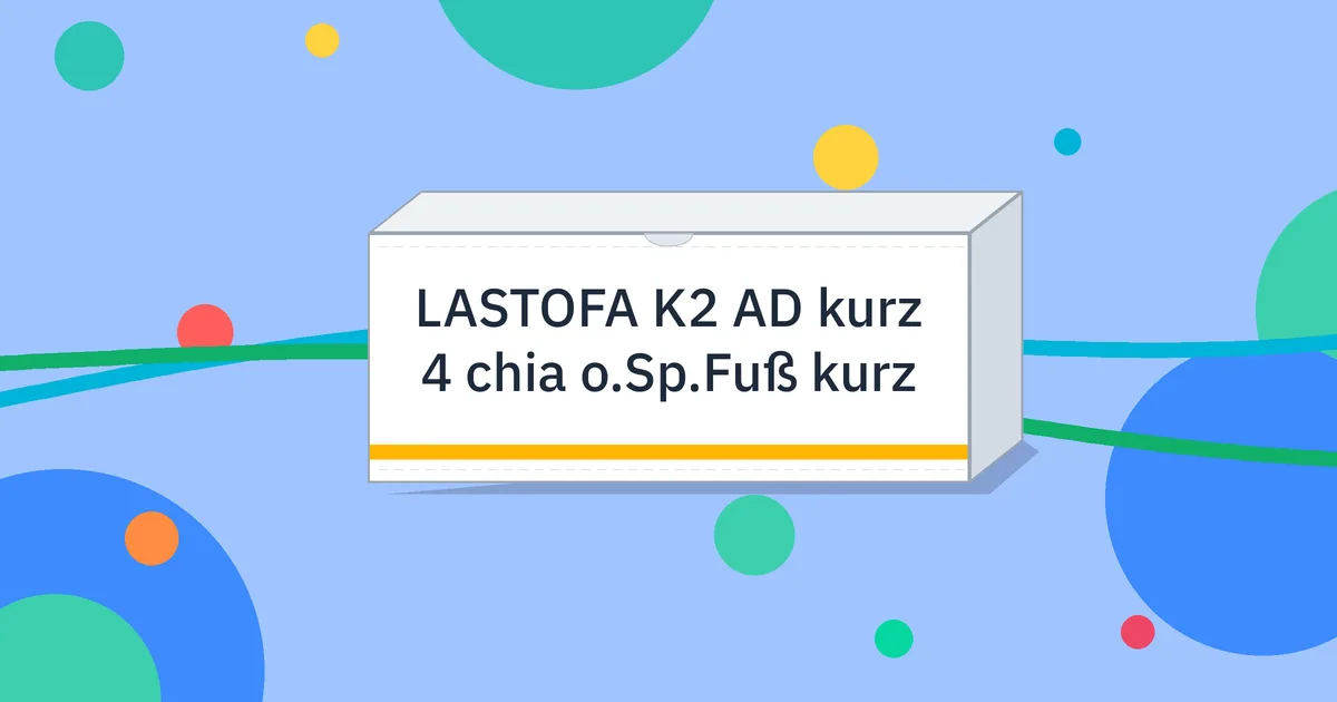 Symbolbild: Packung mit der Aufschrift LASTOFA K2 AD kurz 4 chia o.Sp.Fuß kurz (PZN 13800541) – Verfügbarkeit und Bezug in Apotheken in Frankfurt am Main