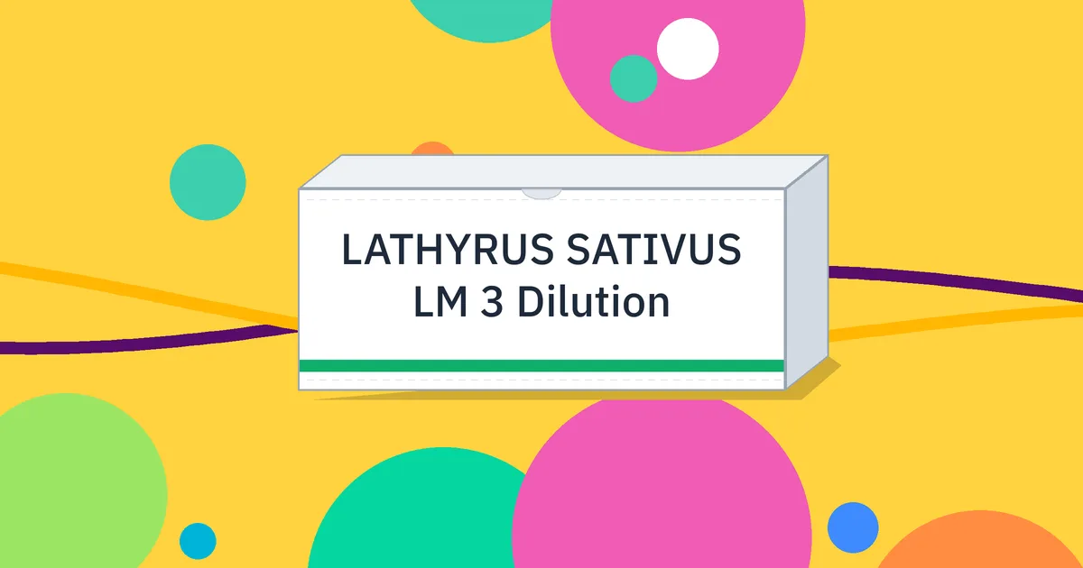 Symbolbild: Packung mit der Aufschrift LATHYRUS SATIVUS LM 3 Dilution (PZN 13523484) – Verfügbarkeit und Bezug in Apotheken in Frankfurt am Main