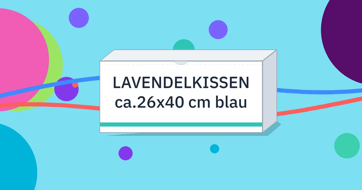 Symbolbild: Packung mit der Aufschrift LAVENDELKISSEN ca.26x40 cm blau (PZN 16619569) – Verfügbarkeit und Bezug in Apotheken in Frankfurt am Main