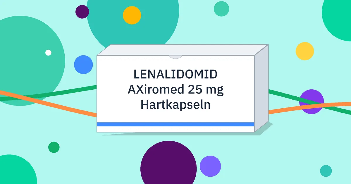Symbolbild: Packung mit der Aufschrift LENALIDOMID AXiromed 25 mg Hartkapseln (PZN 18488918) – Verfügbarkeit und Bezug in Apotheken in Frankfurt am Main