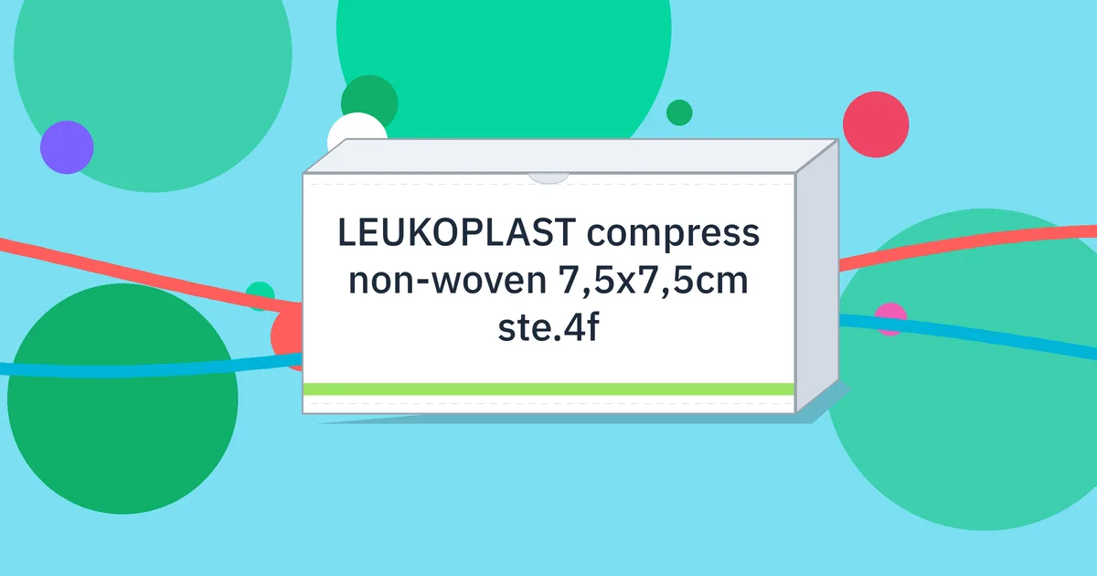 Symbolbild: Packung mit der Aufschrift LEUKOPLAST compress non-woven 7,5x7,5cm ste.4f (PZN 19064385) – Verfügbarkeit und Bezug in Apotheken in Frankfurt am Main