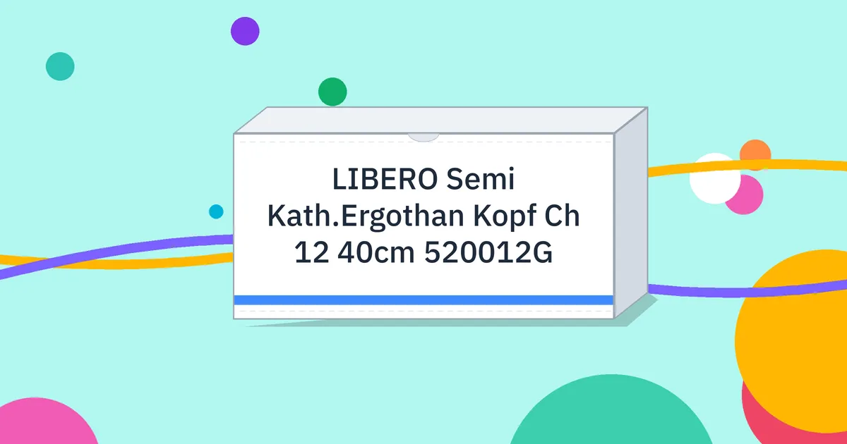 Symbolbild: Packung mit der Aufschrift LIBERO Semi Kath.Ergothan Kopf Ch 12 40cm 520012G (PZN 06629242) – Verfügbarkeit und Bezug in Apotheken in Frankfurt am Main