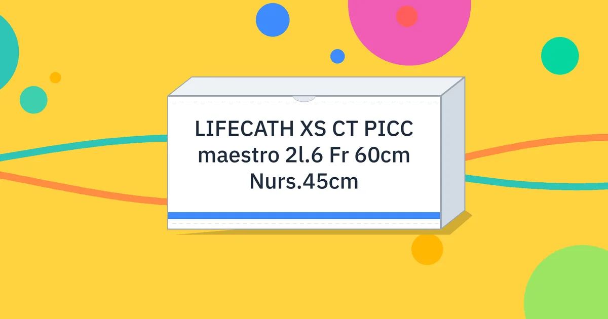 Symbolbild: Packung mit der Aufschrift LIFECATH XS CT PICC maestro 2l.6 Fr 60cm Nurs.45cm (PZN 19127789) – Verfügbarkeit und Bezug in Apotheken in Frankfurt am Main