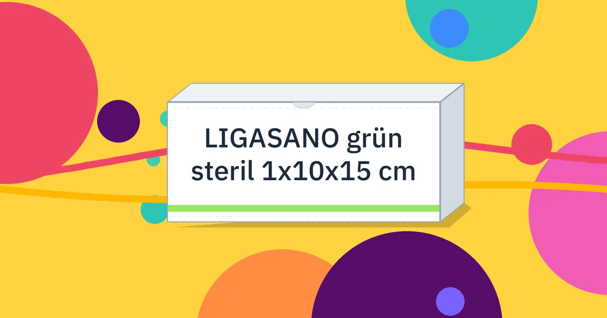 Symbolbild: Packung mit der Aufschrift LIGASANO grün steril 1x10x15 cm (PZN 17251887) – Verfügbarkeit und Bezug in Apotheken in Frankfurt am Main