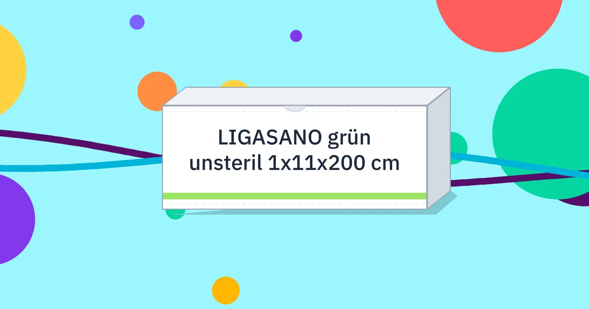 Symbolbild: Packung mit der Aufschrift LIGASANO grün unsteril 1x11x200 cm (PZN 17251806) – Verfügbarkeit und Bezug in Apotheken in Frankfurt am Main