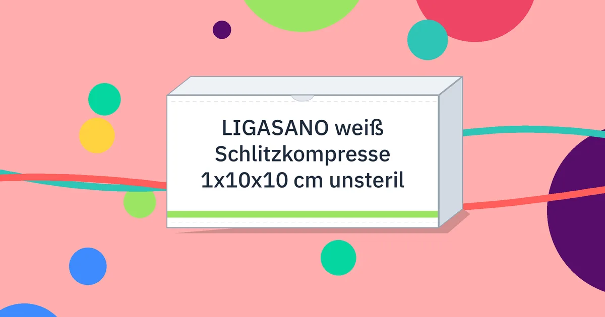 Symbolbild: Packung mit der Aufschrift LIGASANO weiß Schlitzkompresse 1x10x10 cm unsteril (PZN 17250936) – Verfügbarkeit und Bezug in Apotheken in Frankfurt am Main