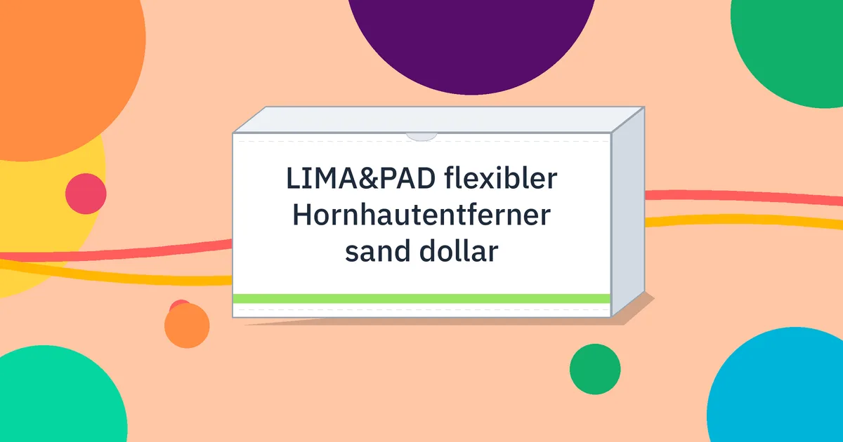 Symbolbild: Packung mit der Aufschrift LIMA&PAD flexibler Hornhautentferner sand dollar (PZN 20176095) – Verfügbarkeit und Bezug in Apotheken in Frankfurt am Main