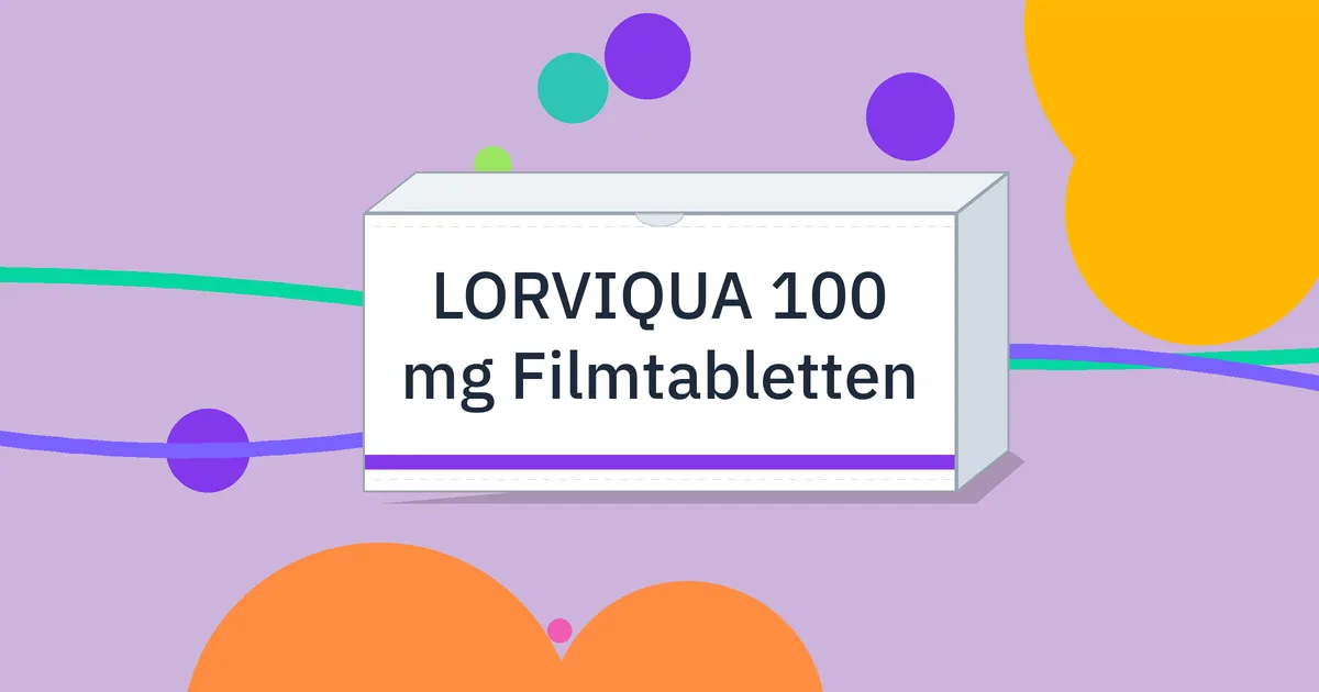 Symbolbild: Packung mit der Aufschrift LORVIQUA 100 mg Filmtabletten (PZN 20053197) – Verfügbarkeit und Bezug in Apotheken in Frankfurt am Main