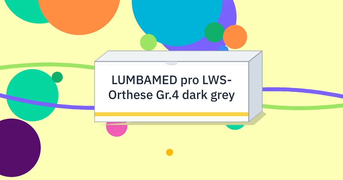 Symbolbild: Packung mit der Aufschrift LUMBAMED pro LWS-Orthese Gr.4 dark grey (PZN 20603930) – Verfügbarkeit und Bezug in Apotheken in Frankfurt am Main