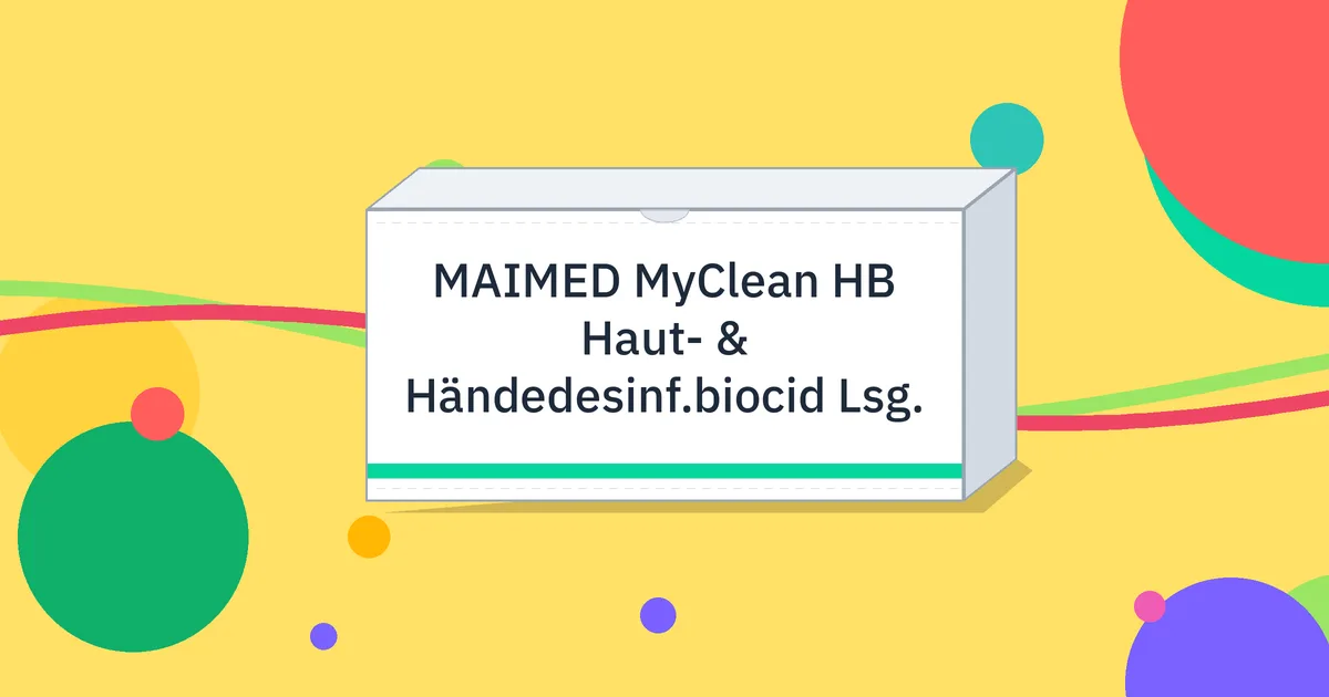 Symbolbild: Packung mit der Aufschrift MAIMED MyClean HB Haut- & Händedesinf.biocid Lsg. (PZN 10305396) – Verfügbarkeit und Bezug in Apotheken in Frankfurt am Main