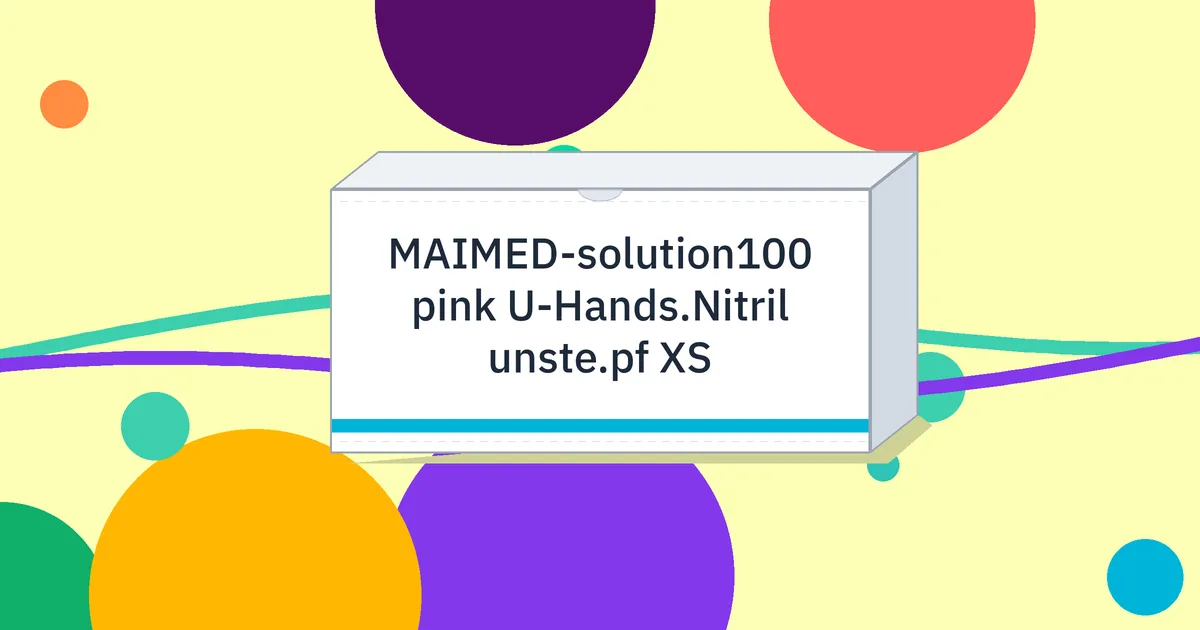 Symbolbild: Packung mit der Aufschrift MAIMED-solution100 pink U-Hands.Nitril unste.pf XS (PZN 13418965) – Verfügbarkeit und Bezug in Apotheken in Frankfurt am Main