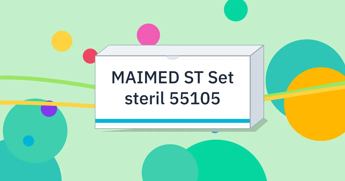 Symbolbild: Packung mit der Aufschrift MAIMED ST Set steril 55105 (PZN 05390891) – Verfügbarkeit und Bezug in Apotheken in Frankfurt am Main